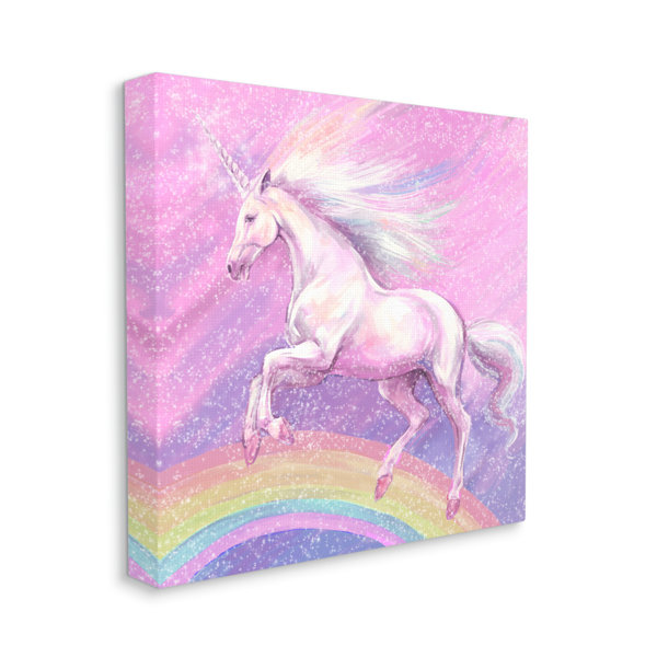 Zoomie Kids " Unicorn Over Rainbow " by Ziwei Li Painting on Canvas | Wayfair